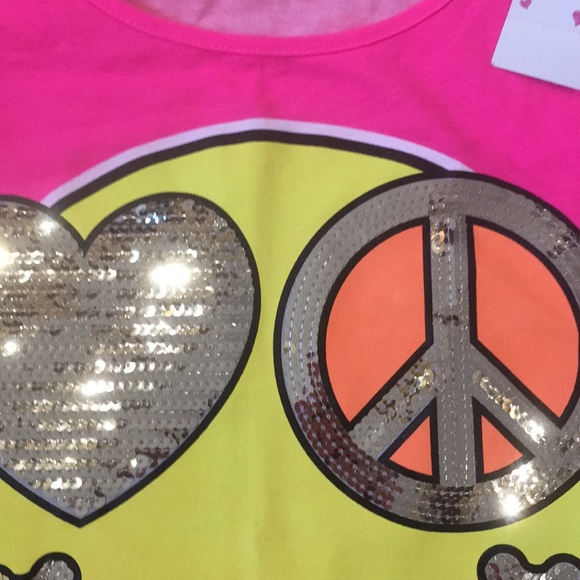 Justice | Shirts & Tops | Nwt Justice Pink Sequined Smiley Face Tshirt ...